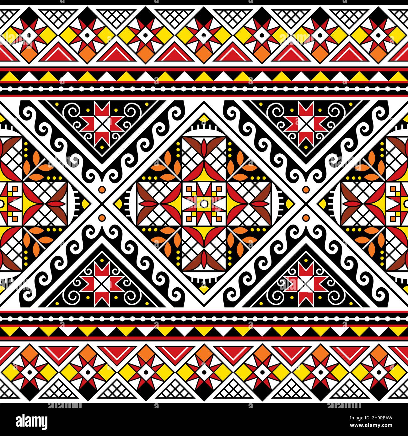 Ukrainian Hutsul Pysanky vector seamless pattern - traditional Easter ...