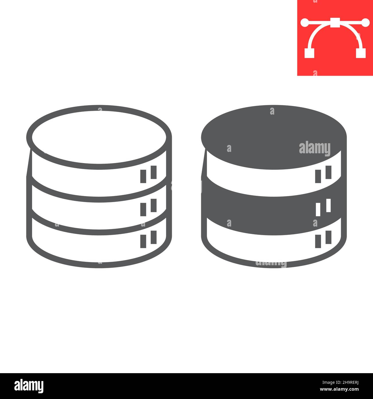 Database line and glyph icon, database and storage, server vector icon ...