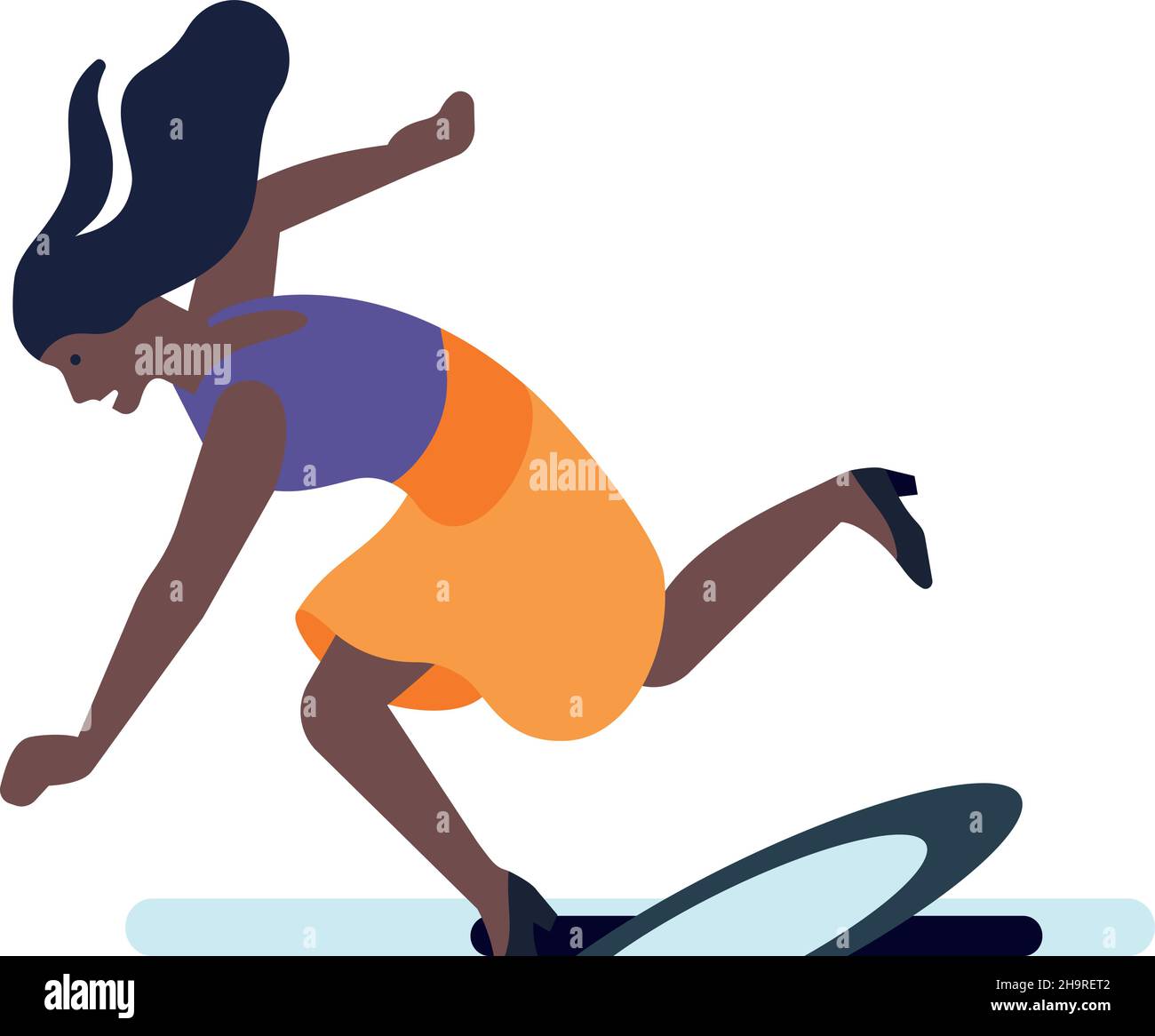 Woman falling in hole. Girl stumbling on manhole lid cover Stock Vector ...