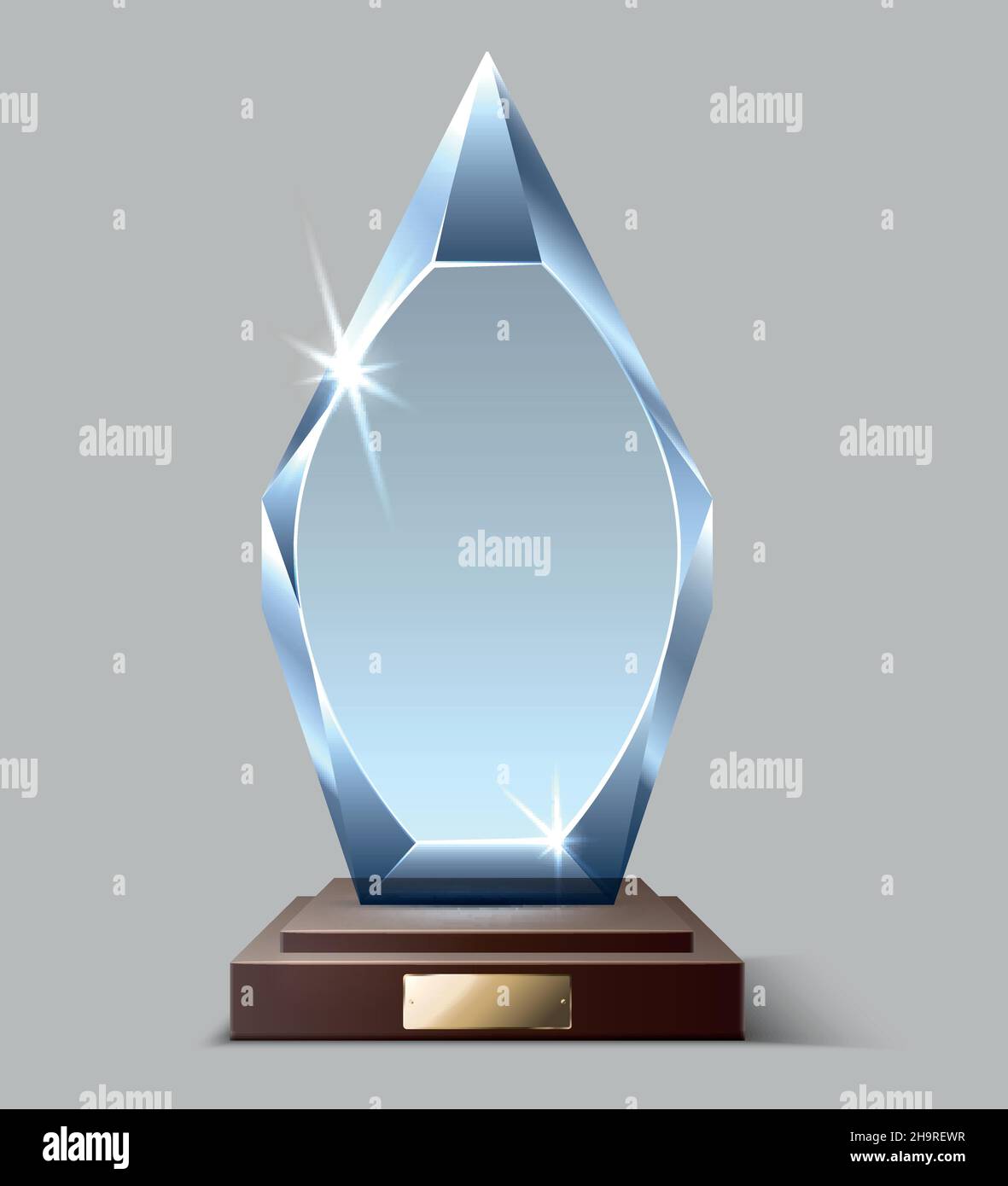 Shiny winner prize. Clear glass trophy. Blank realistic award Stock ...