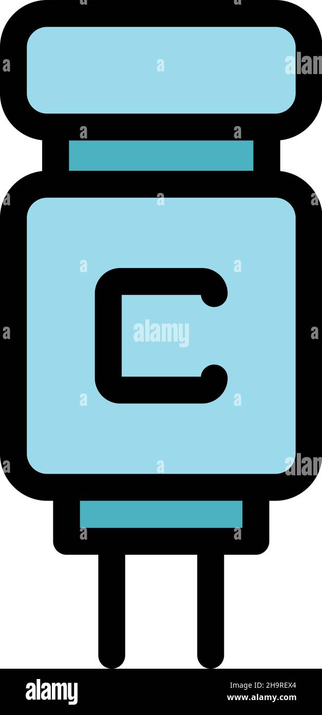 Capacitor diode icon. Outline capacitor diode vector icon color flat ...