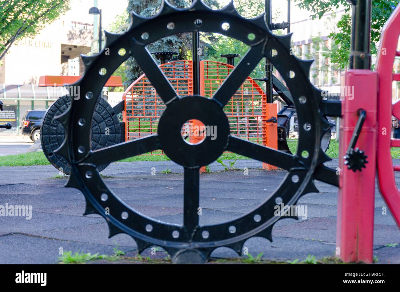 Playground with colorful equipment and wheels Stock Photo - Alamy