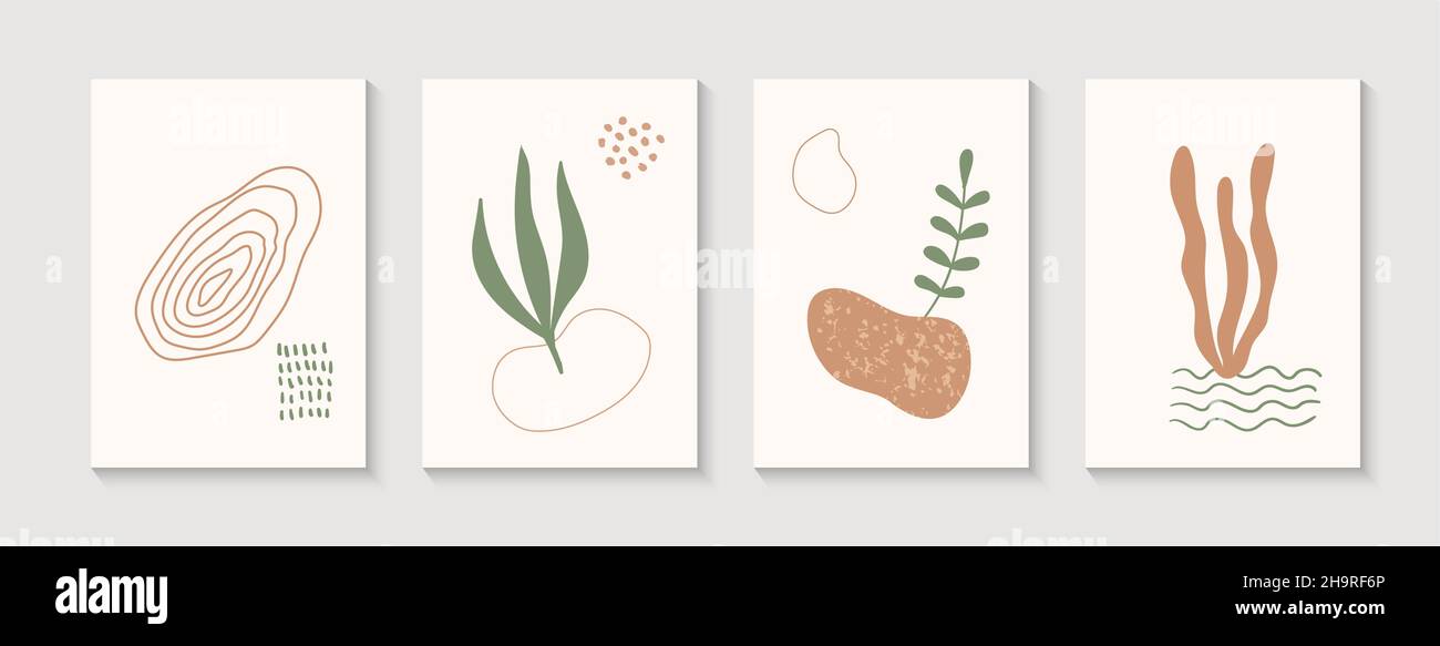 Abstract minimalist hand drawn vector posters. Contemporary wall art ...