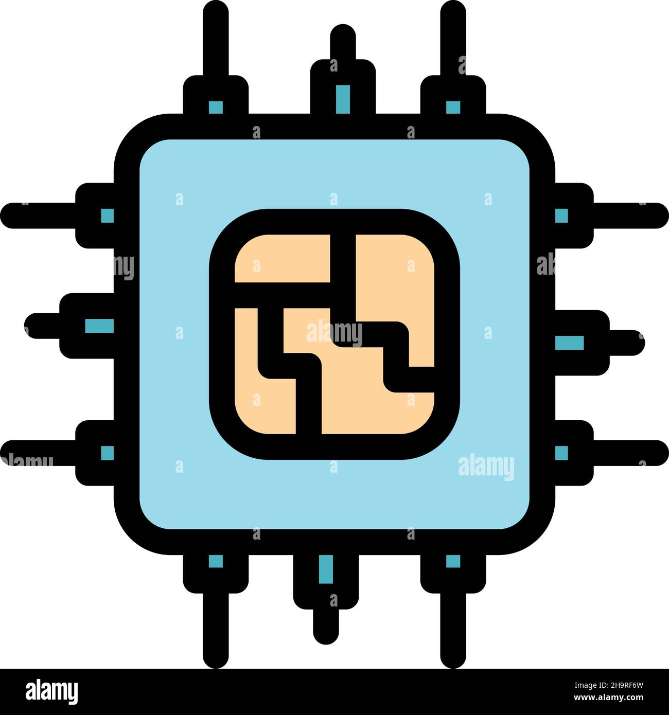 Microchip icon. Outline microchip vector icon color flat isolated Stock ...