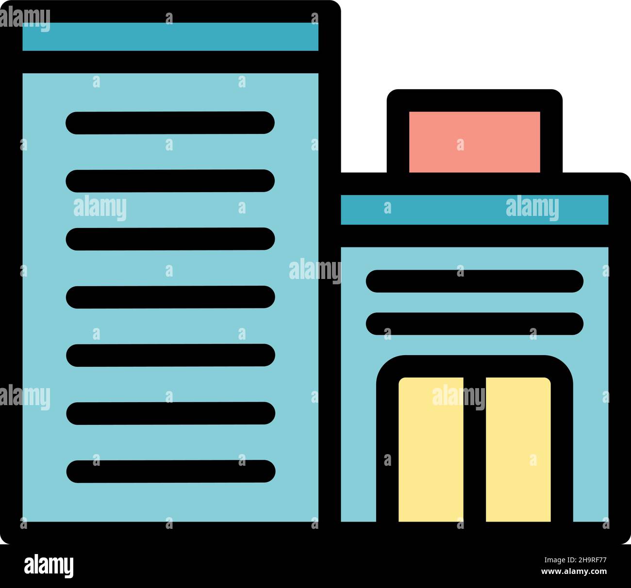 Medical building icon. Outline medical building vector icon color flat ...