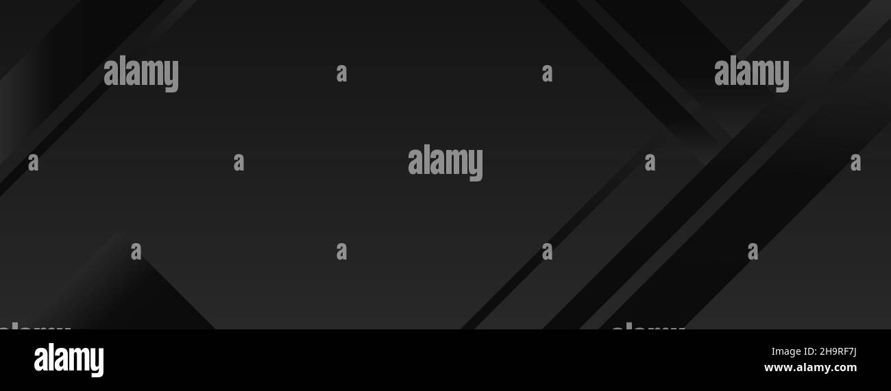 Abstract black background. Minimal long banner template with lines. For ...