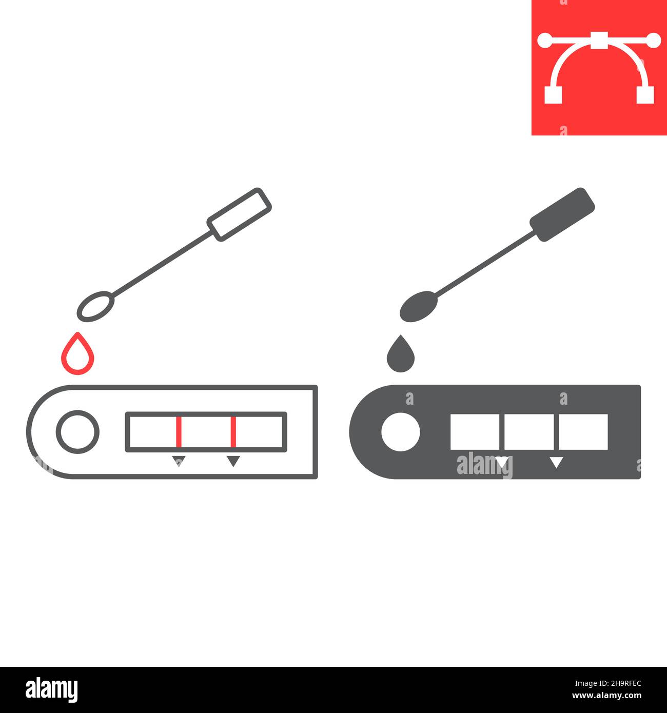 Covid-19 rapid test line and glyph icon, coronavirus and result, rapid ...