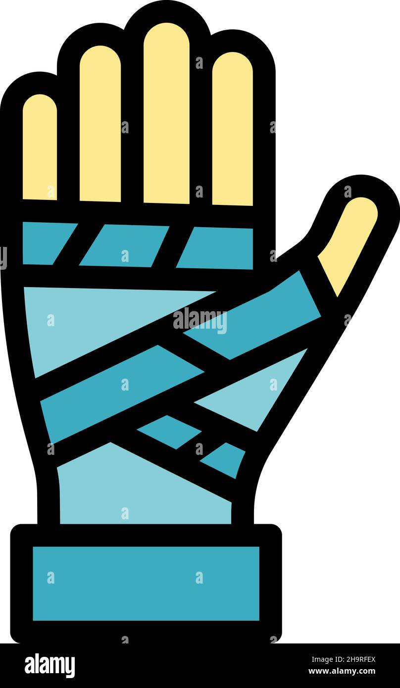 Bandaged hand icon. Outline bandaged hand vector icon color flat ...