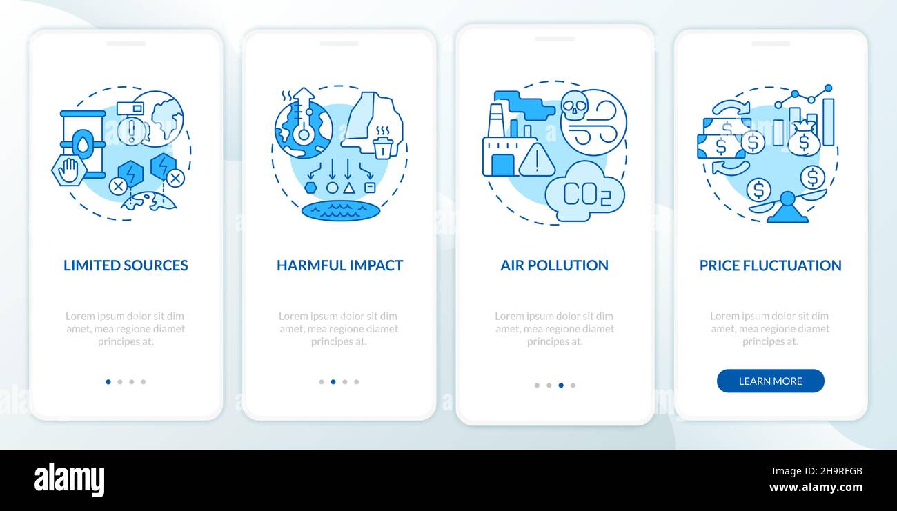 Limited energy sources disadvantages onboarding mobile app page screen ...