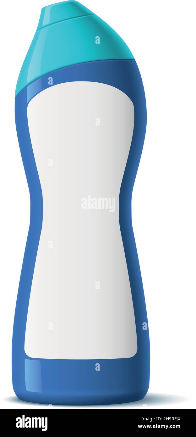 Cleaner bottle mockup. Realistic blue plastic container with blank ...