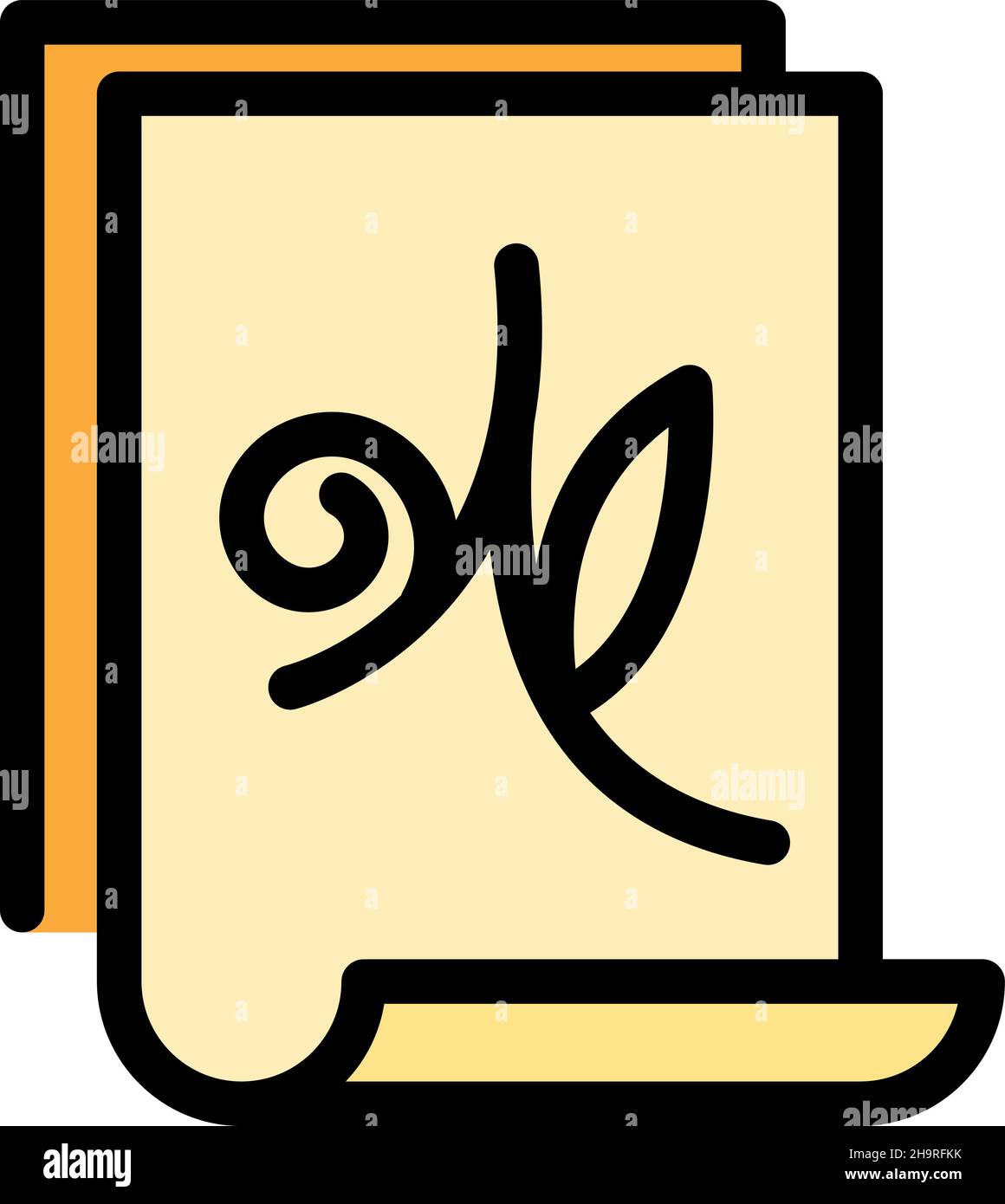 Calligraphy paper icon. Outline calligraphy paper vector icon color ...