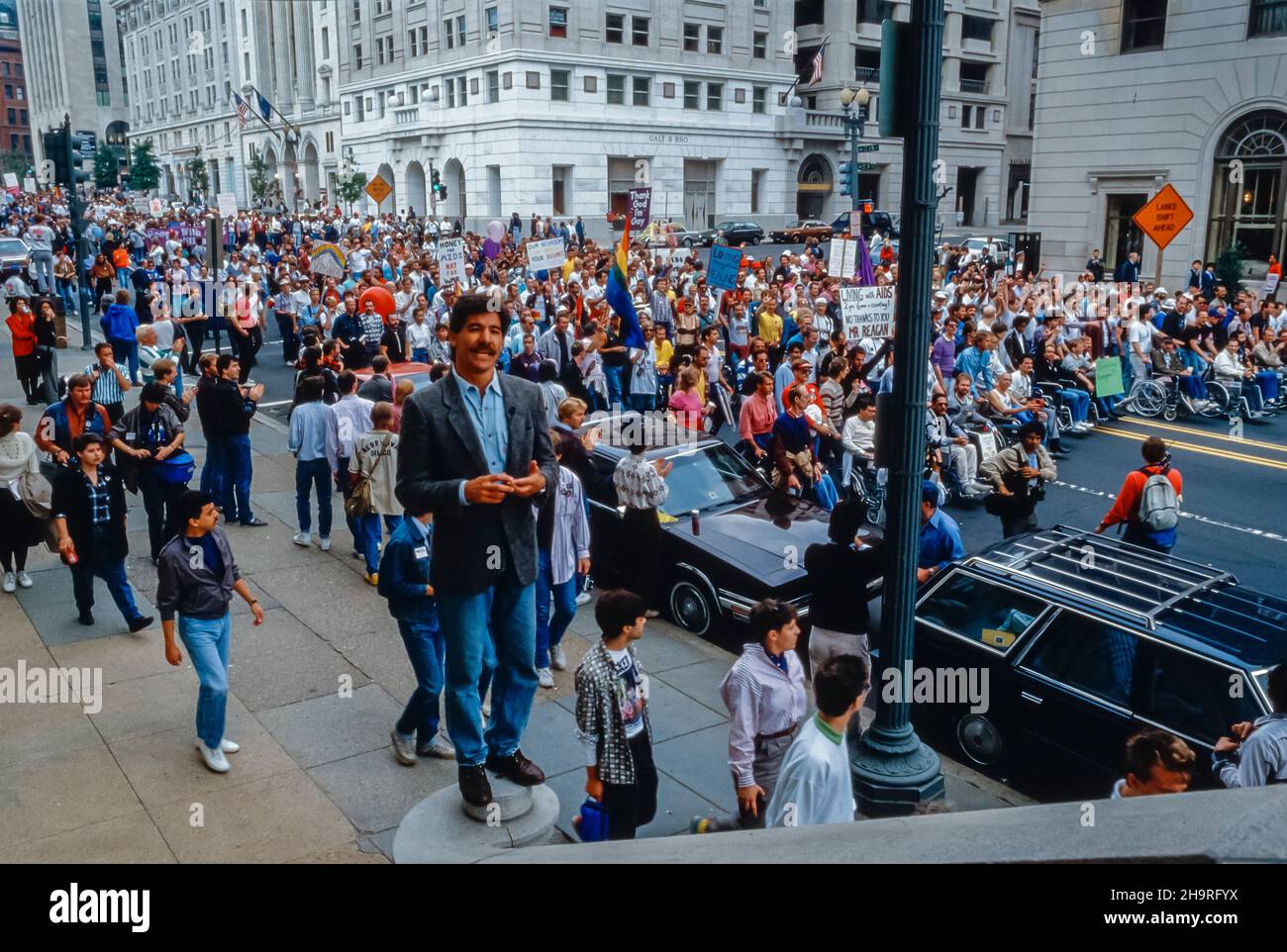 Washington, DC, USA, Crowd Protest People, Marching in 1st AIDS March ...