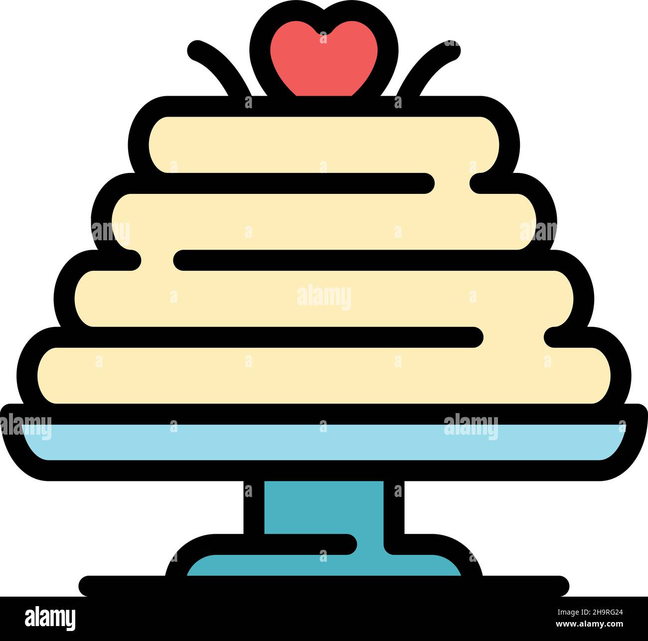 Lovely tray cake icon. Outline lovely tray cake vector icon color flat ...