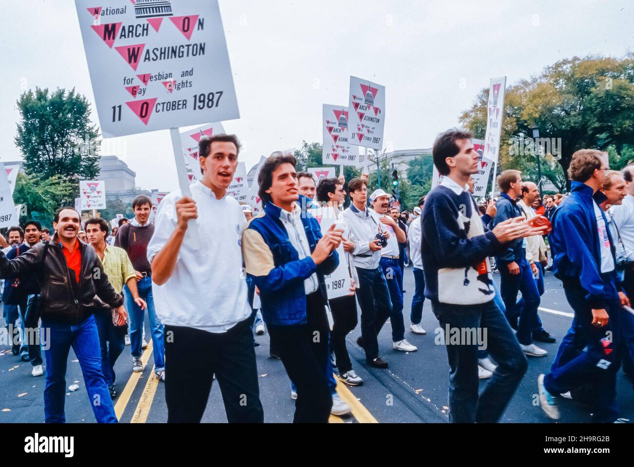 Washington, DC, USA, Crowd People, Marching in 1st AIDS March on ...
