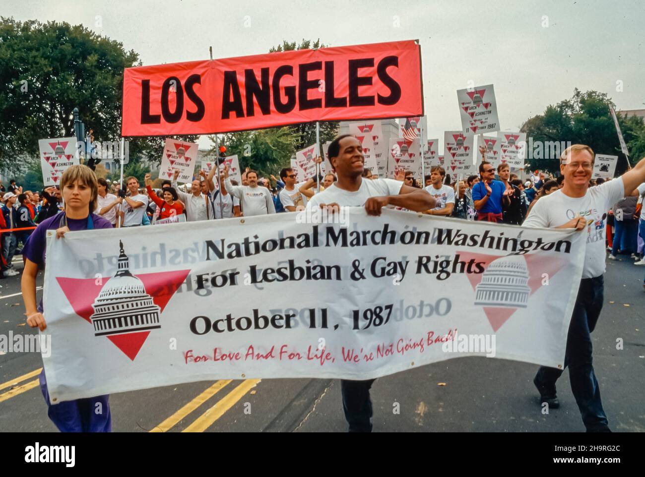 Washington, DC, USA, Crowd People, Marching in 1st AIDS March on ...