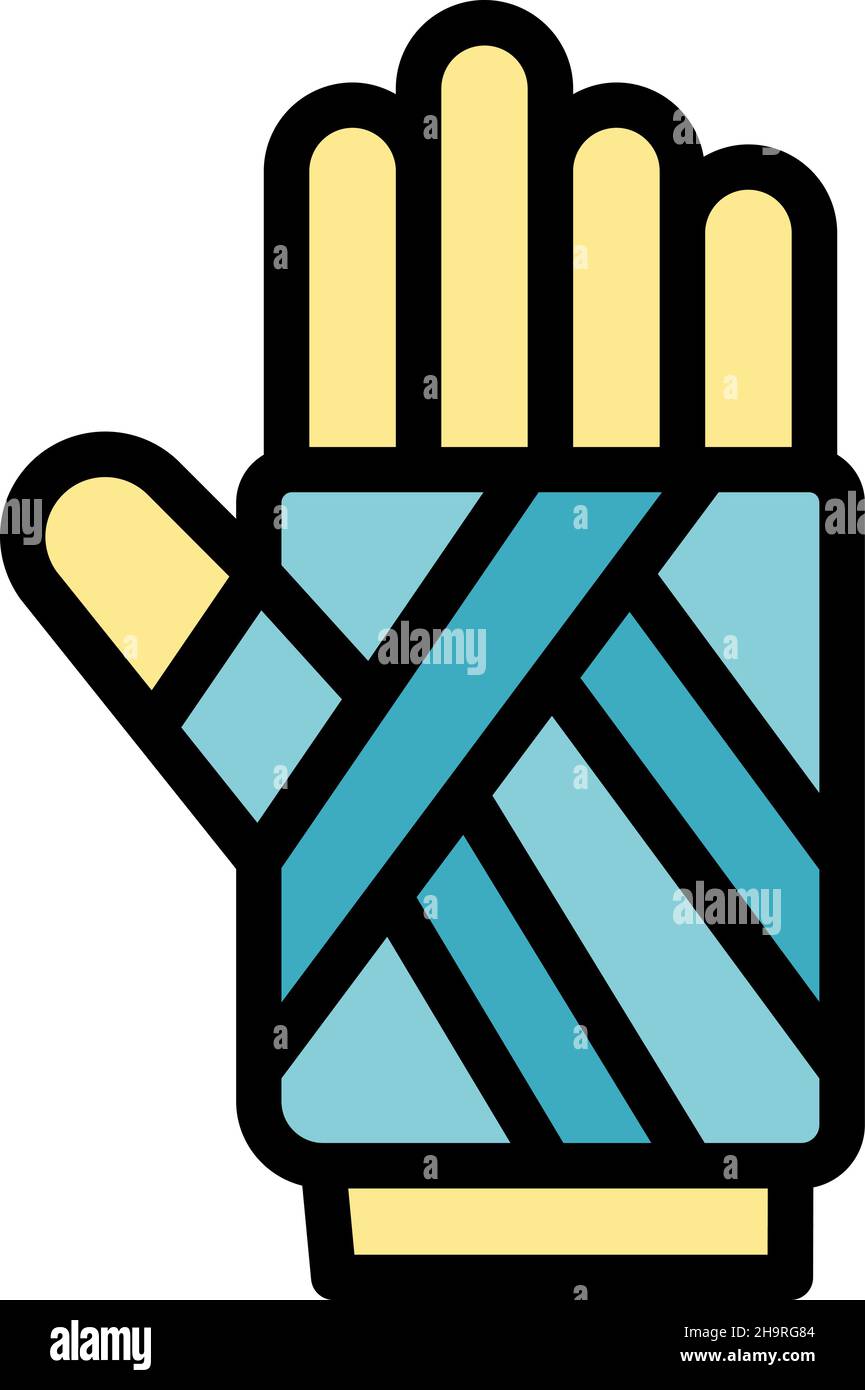 Hand fracture icon. Outline hand fracture vector icon color flat ...