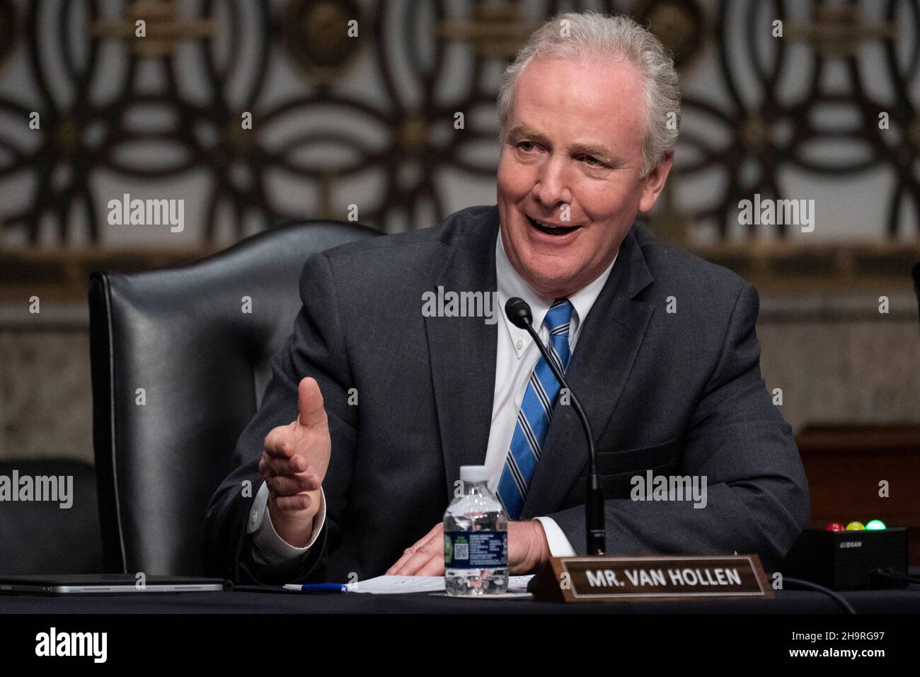 Sen. Chris Van Hollen, D-Md., speaks during a hearing of the Senate ...