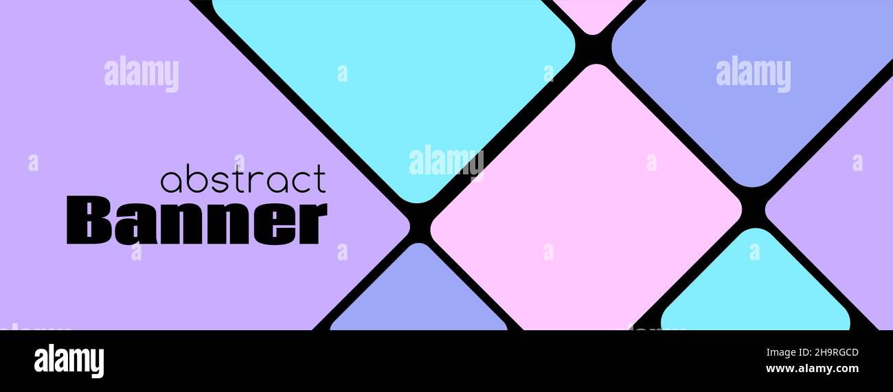 Abstract long colorful banner template. Vector geometric background for ...