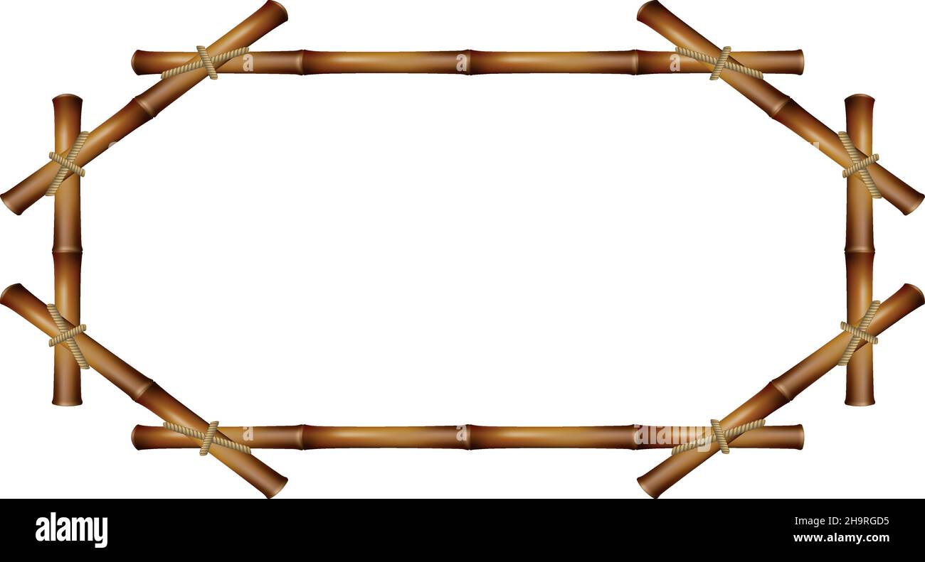 Wooden stick frame. Empty bamboo tree border Stock Vector Image & Art ...