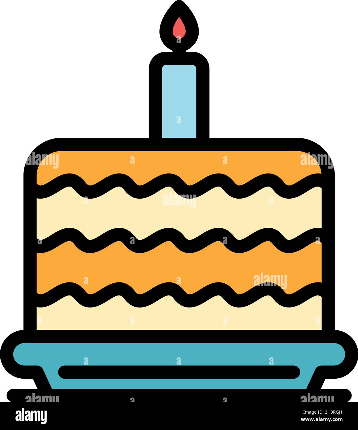 Coffee cream cake icon. Outline coffee cream cake vector icon color ...
