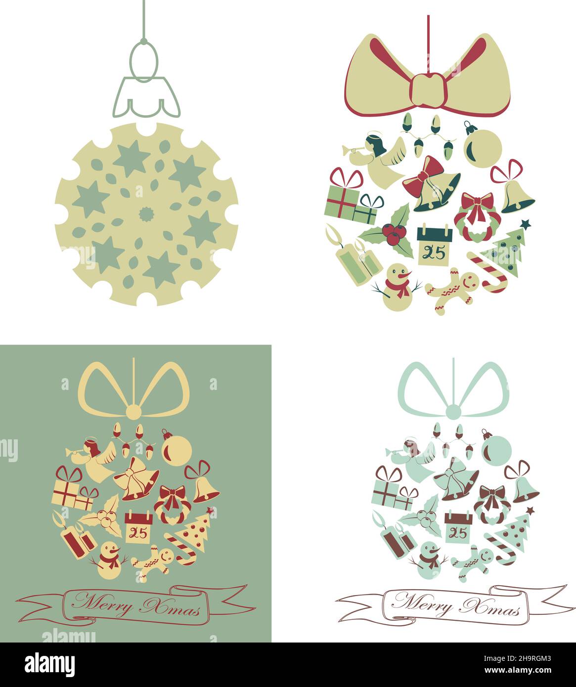 Merry Christmas and Happy New Year greeting card with lettering and ...