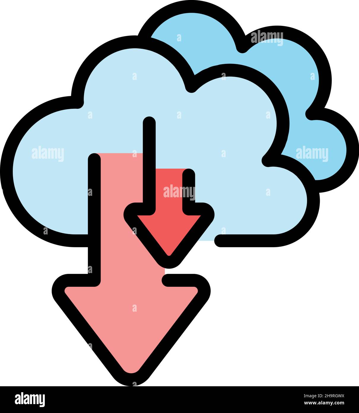 Download data cloud icon. Outline download data cloud vector icon color ...