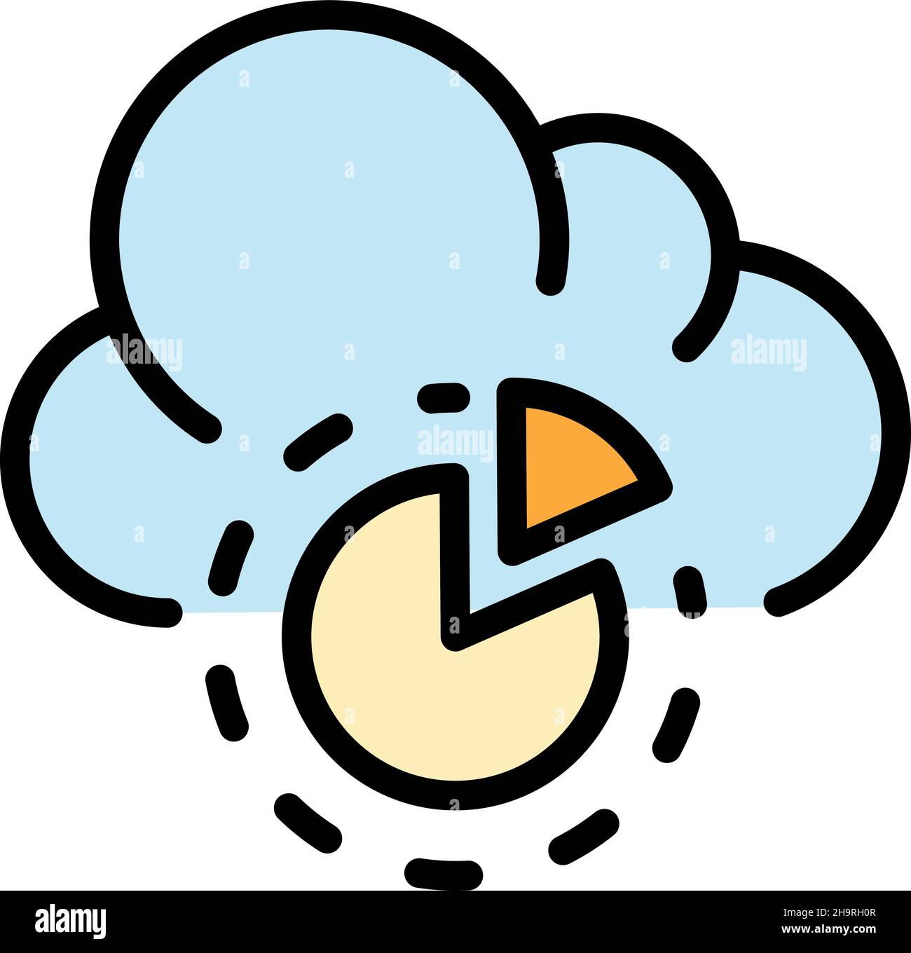 Cloud pie chart icon. Outline cloud pie chart vector icon color flat ...