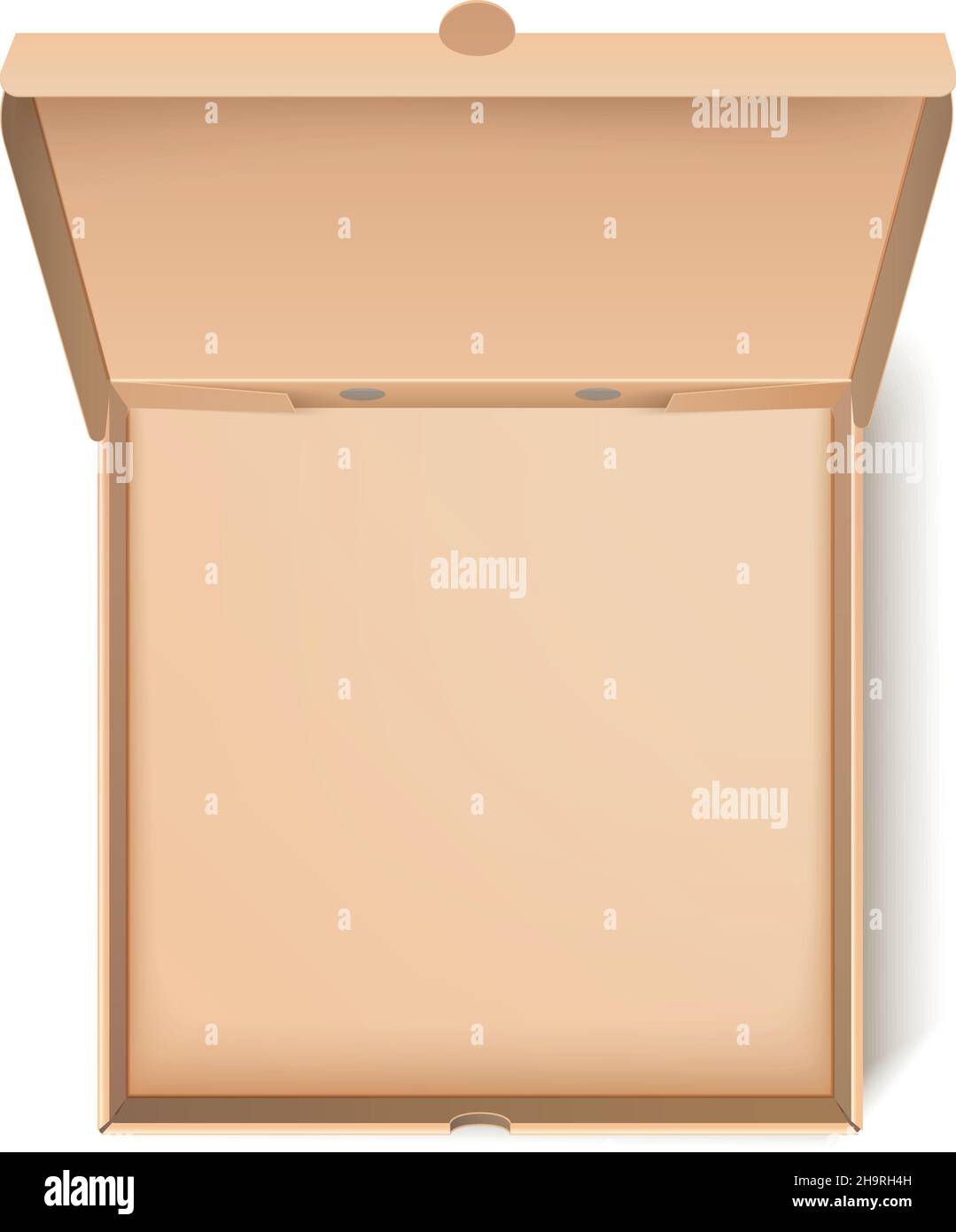 Empty cardboard box. Top view food delivery package mockup in realistic ...