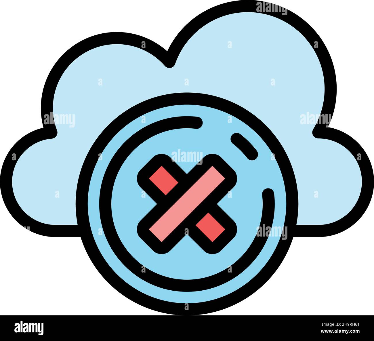 Rejected data cloud icon. Outline rejected data cloud vector icon color ... Rejected data cloud icon. Outline rejected data cloud vector icon color ...