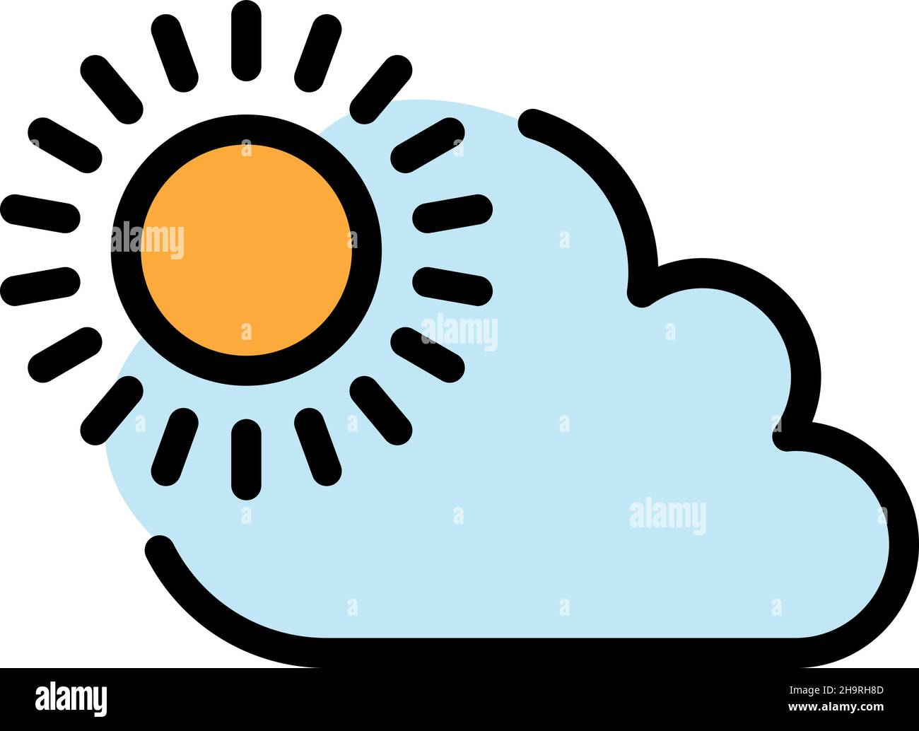 Sunny weather cloud icon. Outline sunny weather cloud vector icon color ...