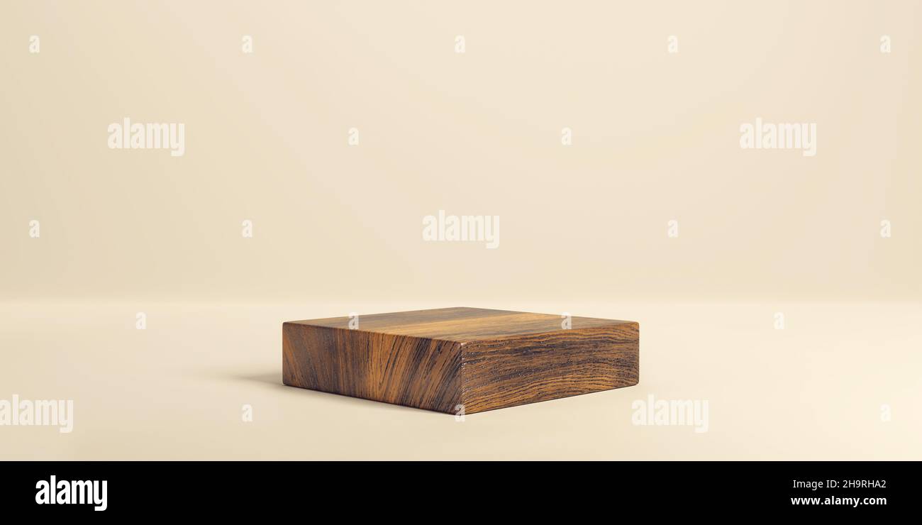 Wooden product display. Advertising pedestal made of wood. Platform ...