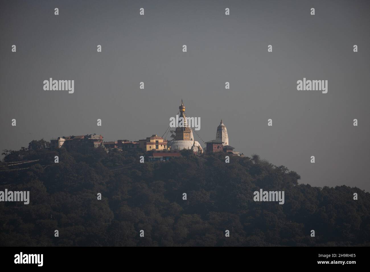 Kathmandu, Nepal. 08th Dec, 2021. (Editors note image taken by a drone)Thick toxic smog is seen ...