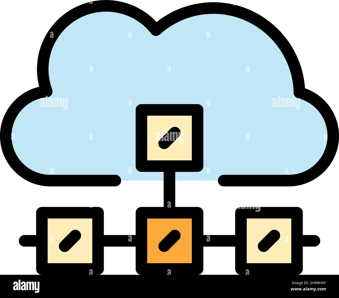 Network data cloud icon. Outline network data cloud vector icon color flat isolated Stock Vector ...