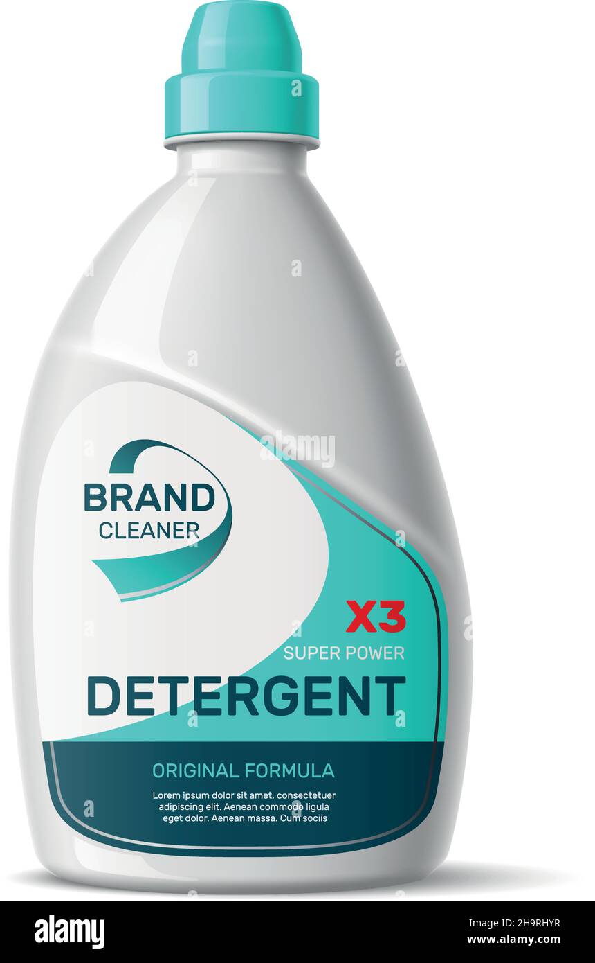 Laundry detergent product design. Plastic bottle with label template ...