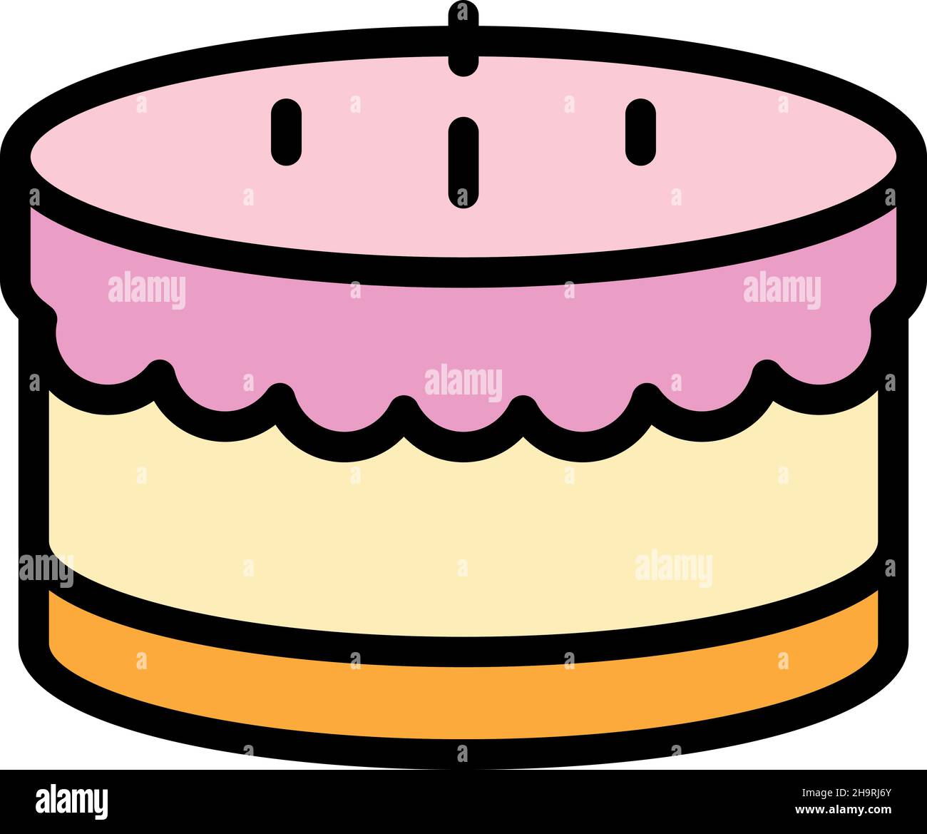 Cream cake icon. Outline cream cake vector icon color flat isolated ...