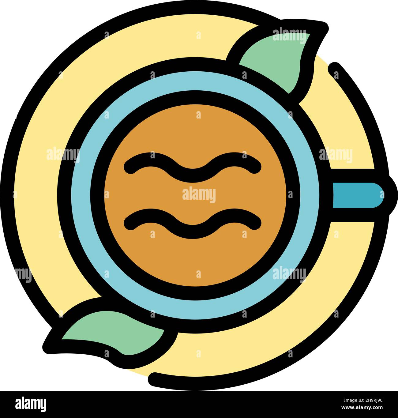 Top view tea cup icon. Outline top view tea cup vector icon color flat ...
