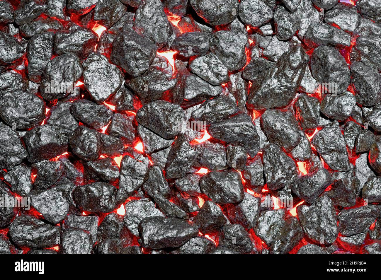 Closeup of Black stones with red light from below Stock Photo - Alamy
