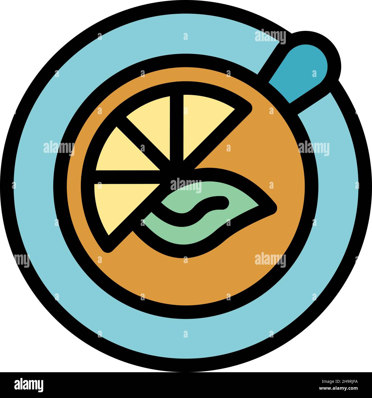 Top view tea cup icon. Outline top view tea cup vector icon color flat ...