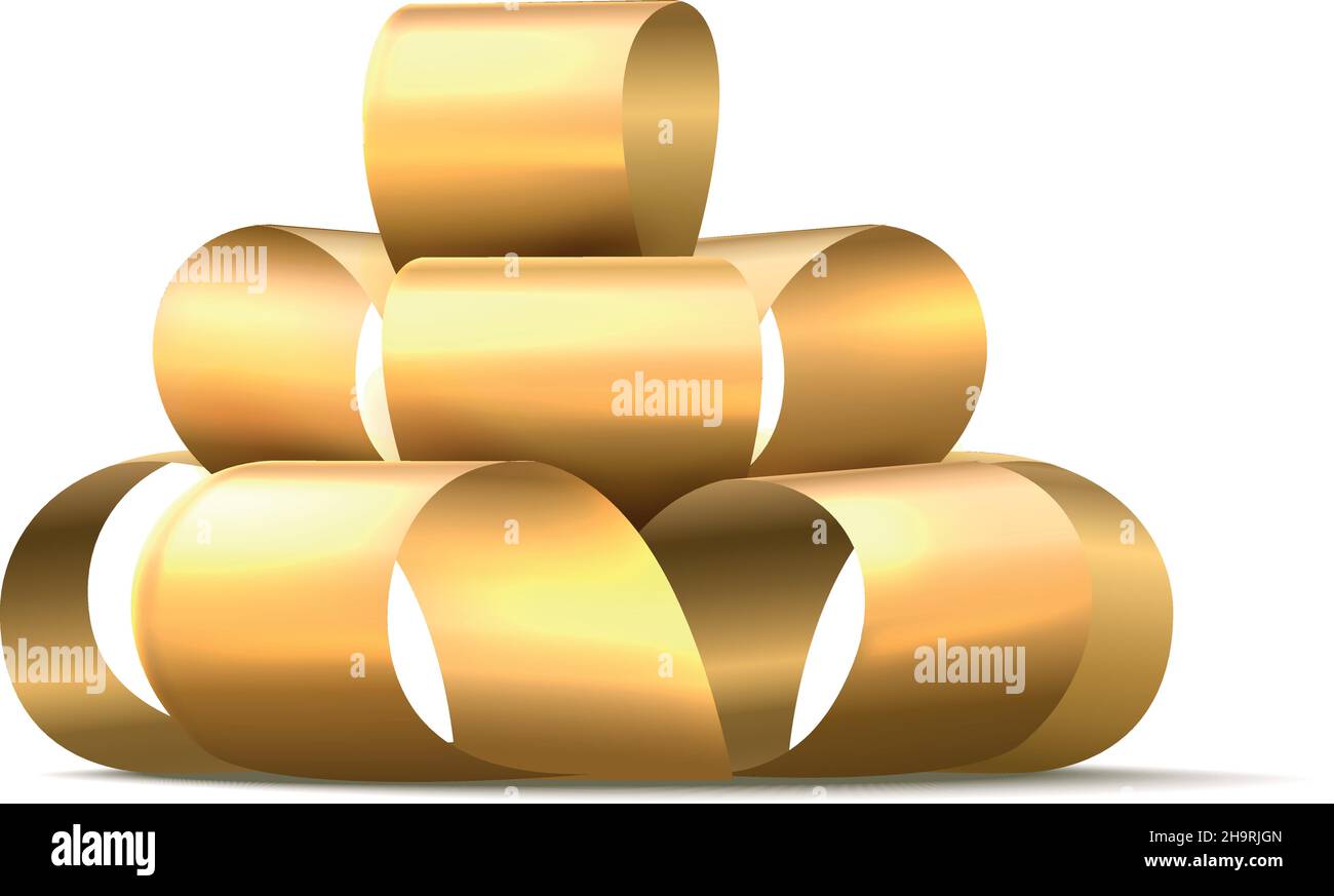 Golden ribbon bands. Side view of realistic gift bow Stock Vector Image ...