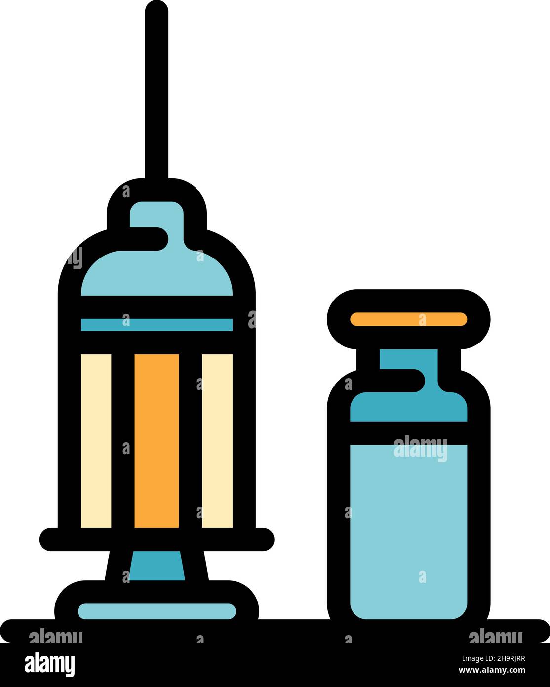 Medical syringe icon. Outline medical syringe vector icon color flat ...