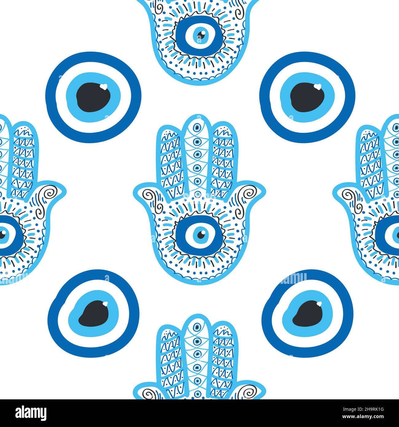 Hamsa eye, magical eye seamless pattern. Magic, witchcraft, occult ...