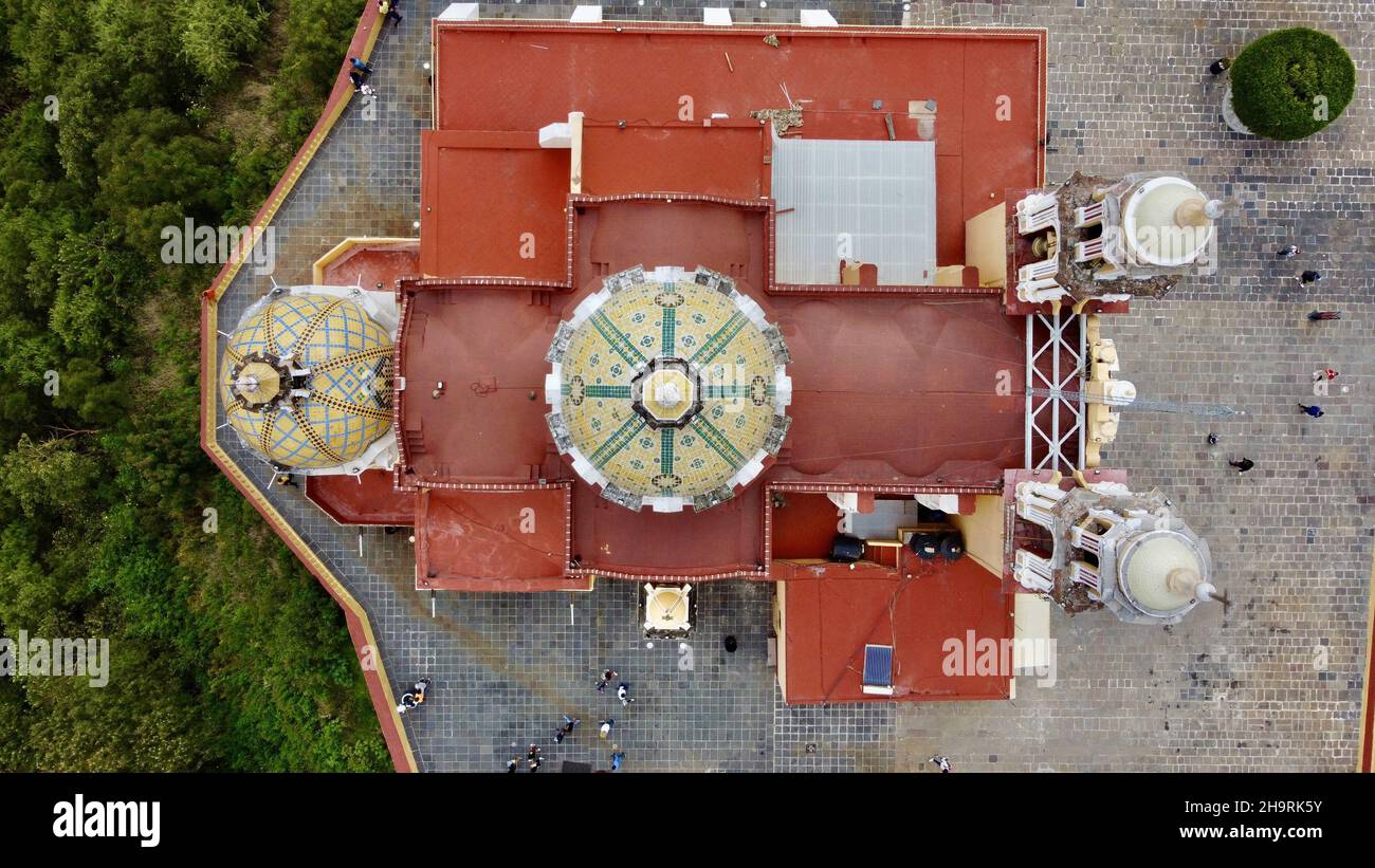 Top view of the beautiful roof of the dome with patterns and green ...