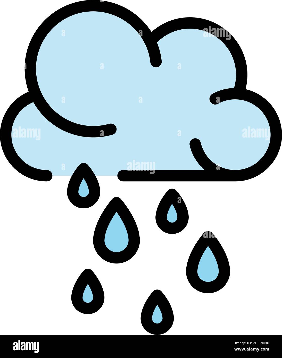 Rainy cloud icon. Outline rainy cloud vector icon color flat isolated ...