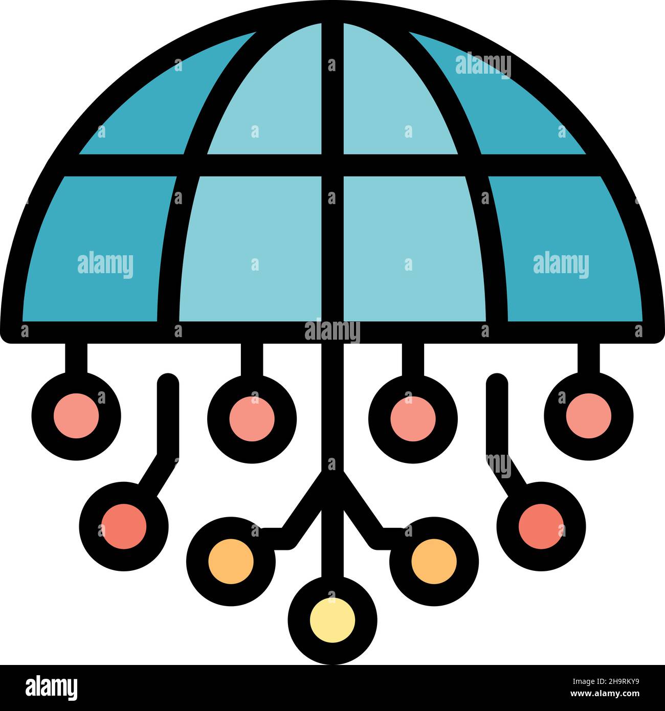 Digital global network icon. Outline digital global network vector icon ...