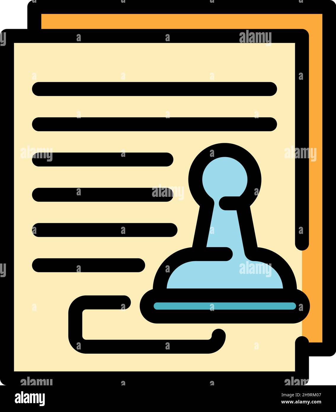 Stamp paper icon. Outline stamp paper vector icon color flat isolated ...