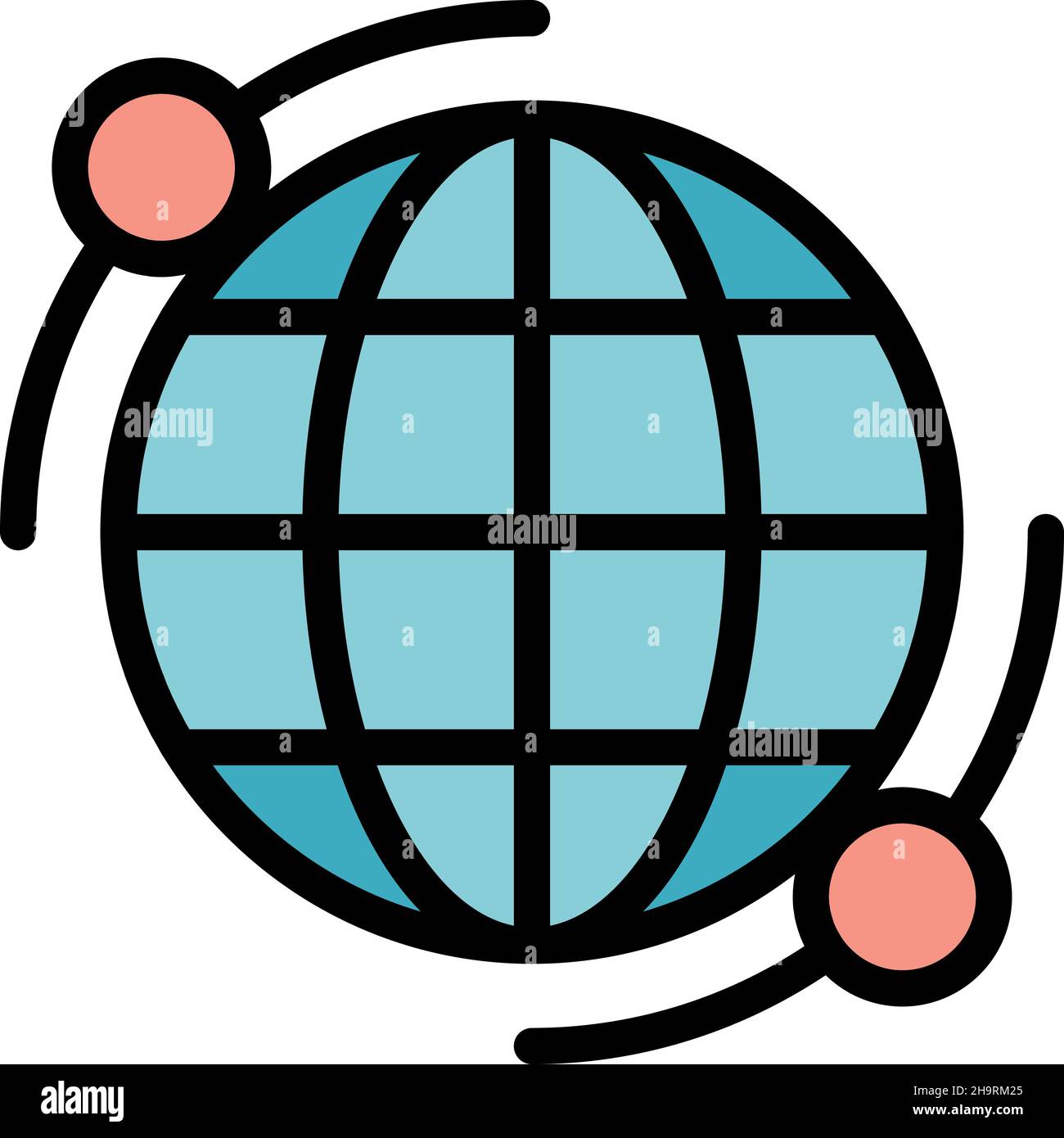 Planet network icon. Outline planet network vector icon color flat ...