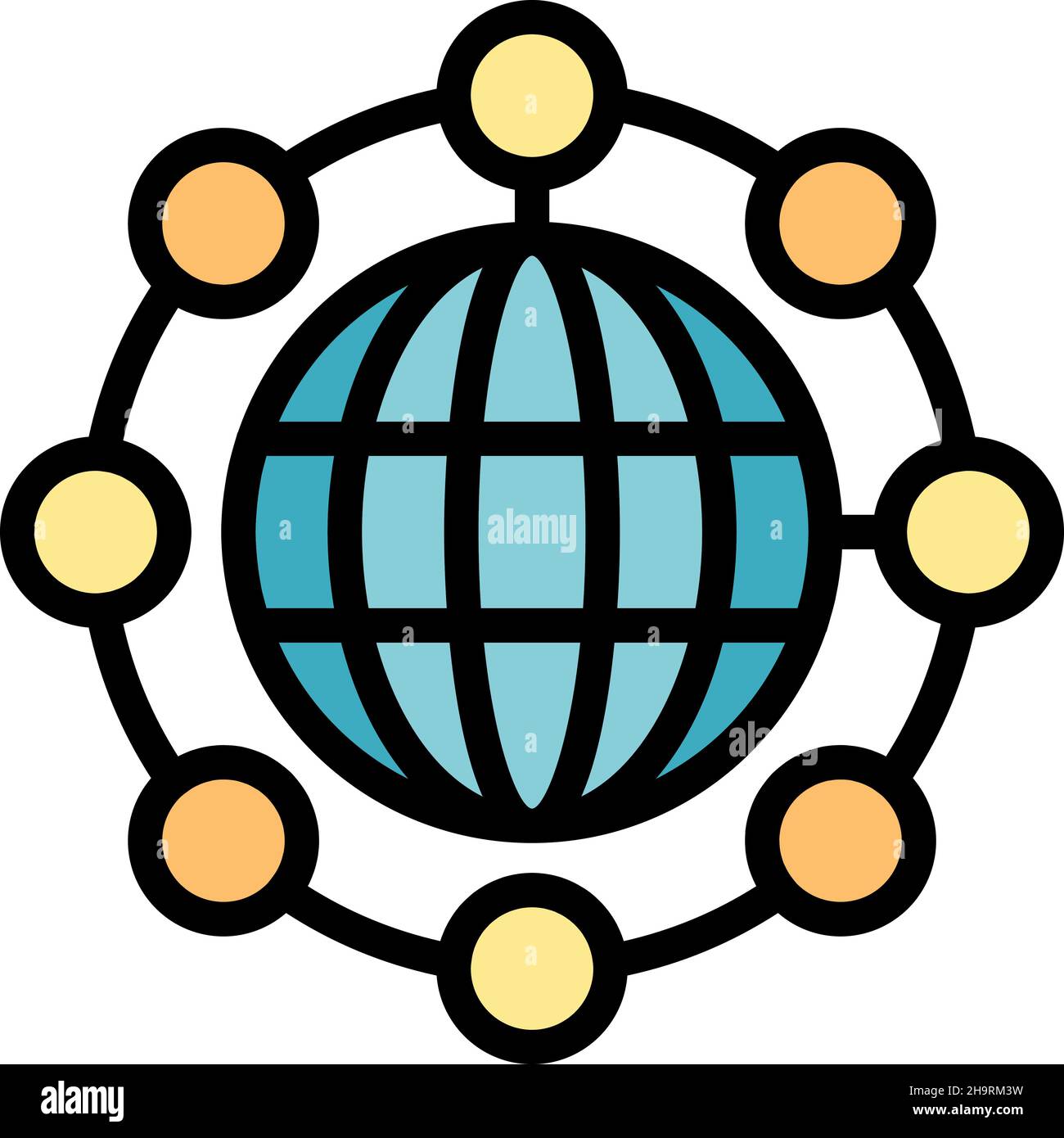 Service global network icon. Outline service global network vector icon ...