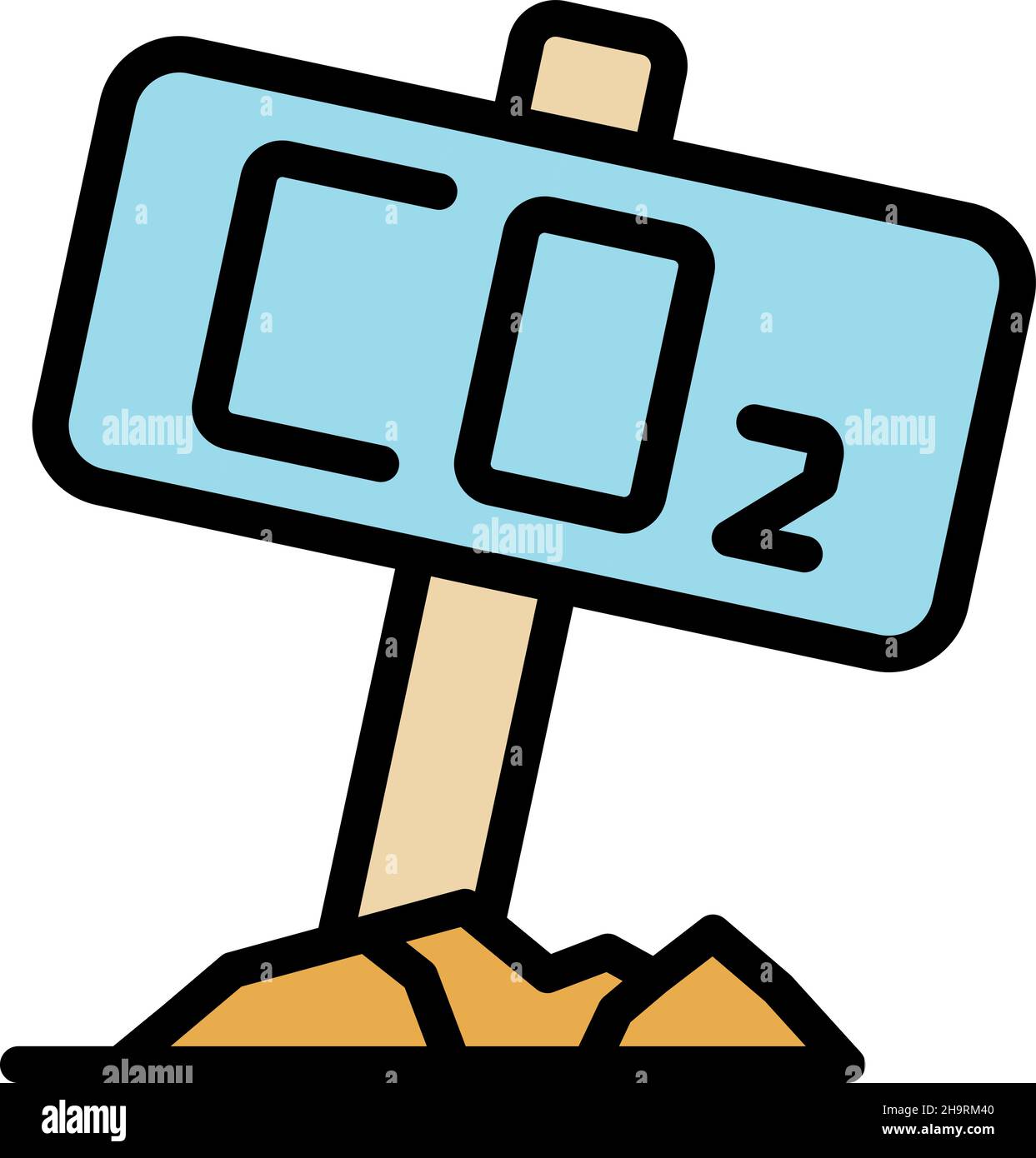 Co2 sign board icon. Outline co2 sign board vector icon color flat ...