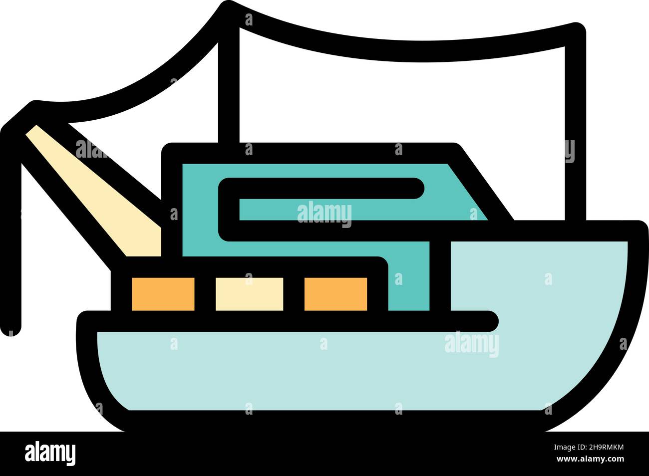 Fishing ship icon. Outline fishing ship vector icon color flat isolated ...
