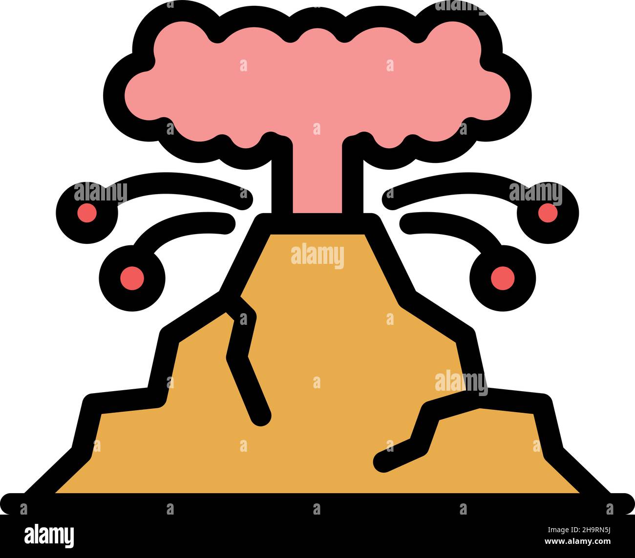 Volcano eruption icon. Outline volcano eruption vector icon color flat ...
